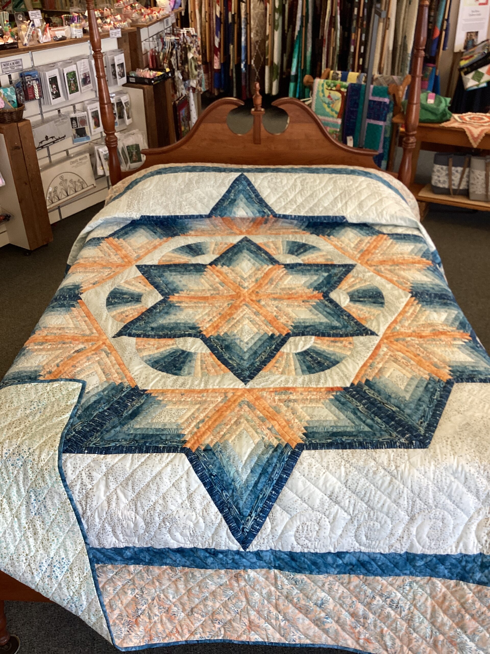 Star of Beauty Queen Size Hand-Stitched Quilt