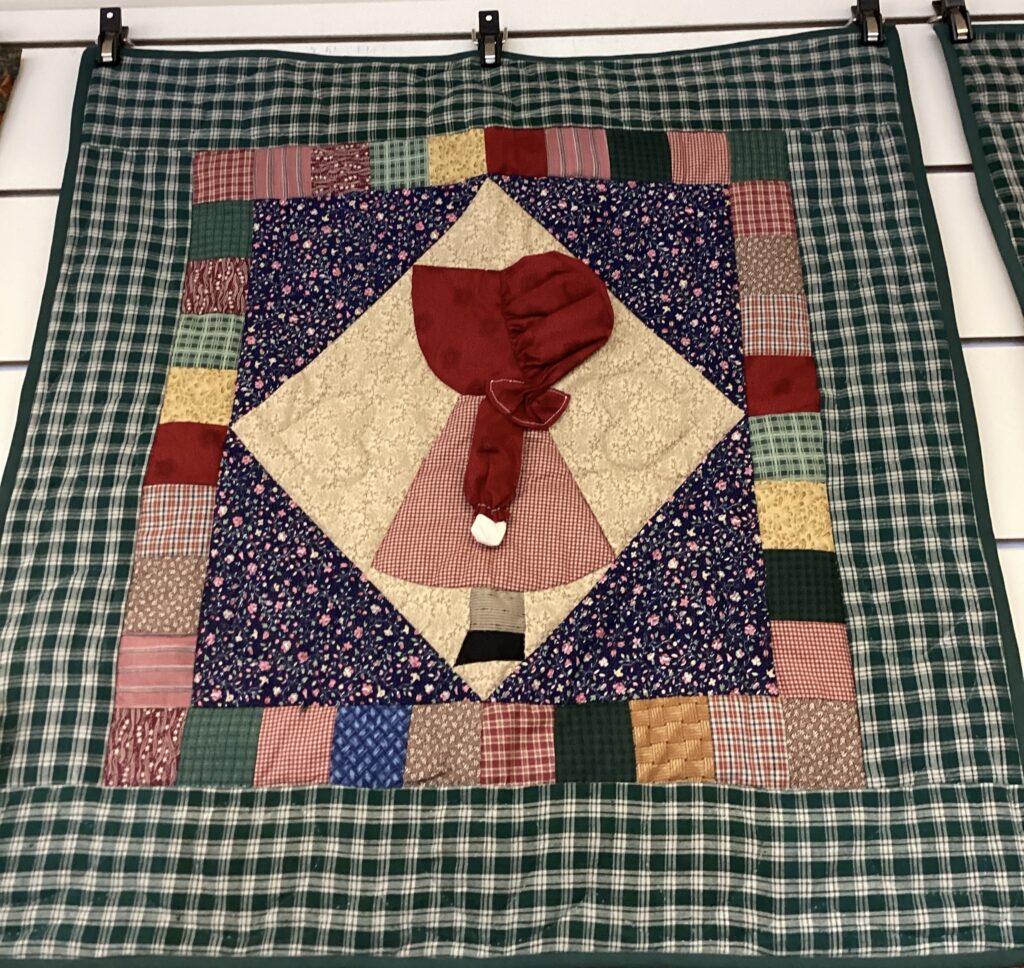 Log Cabin Wall Hanging in Shades of Green